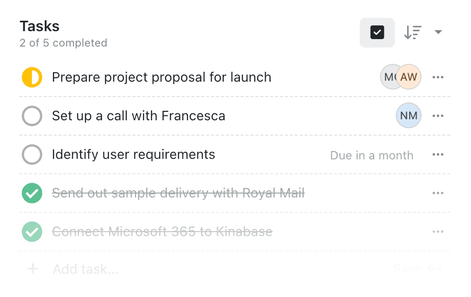 Task Management Features | Kinabase